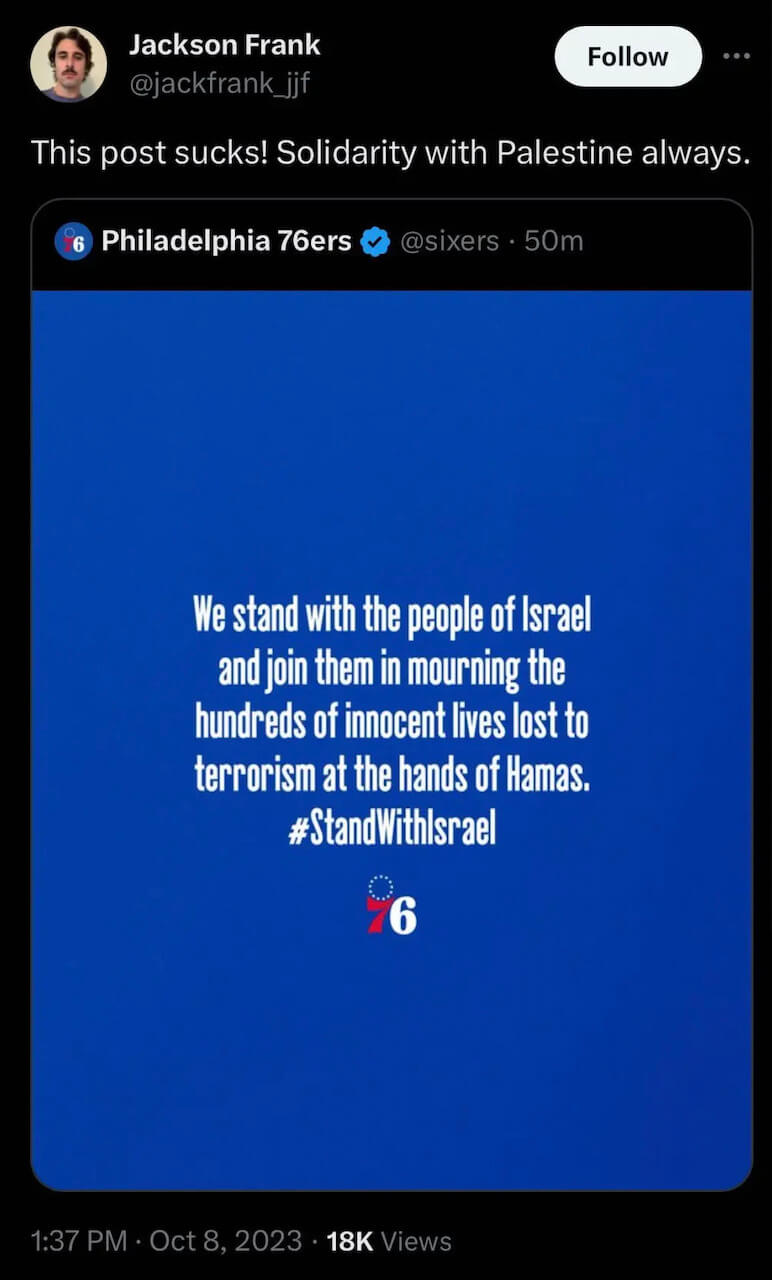 Sportswriter fired for denigrating NBA team's pro-Israel tweet – The ...