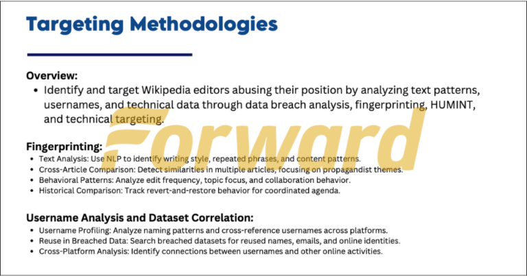 Scoop: Heritage Foundation plans to ‘identify and target’ Wikipedia editors – The Forward